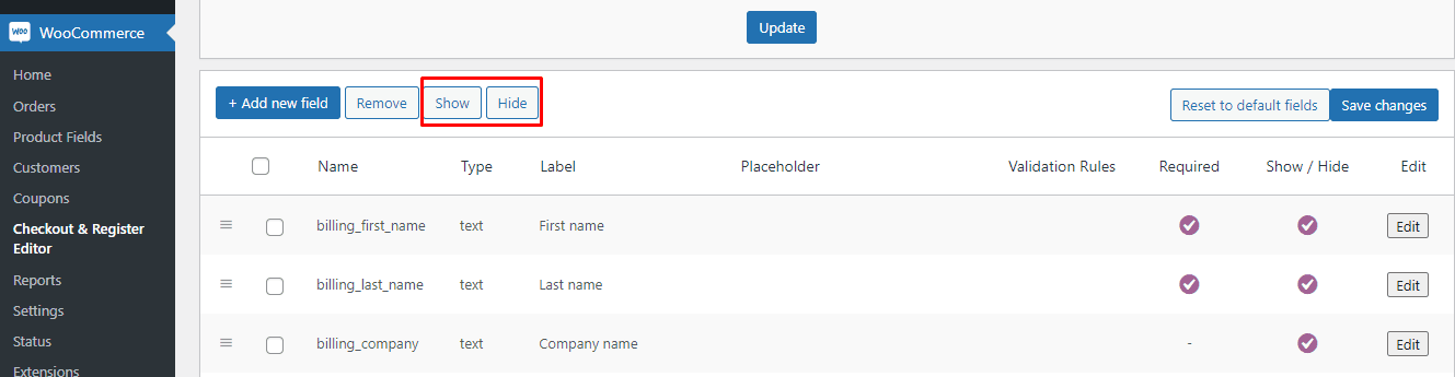 Show/Hide Fields - Jcodex